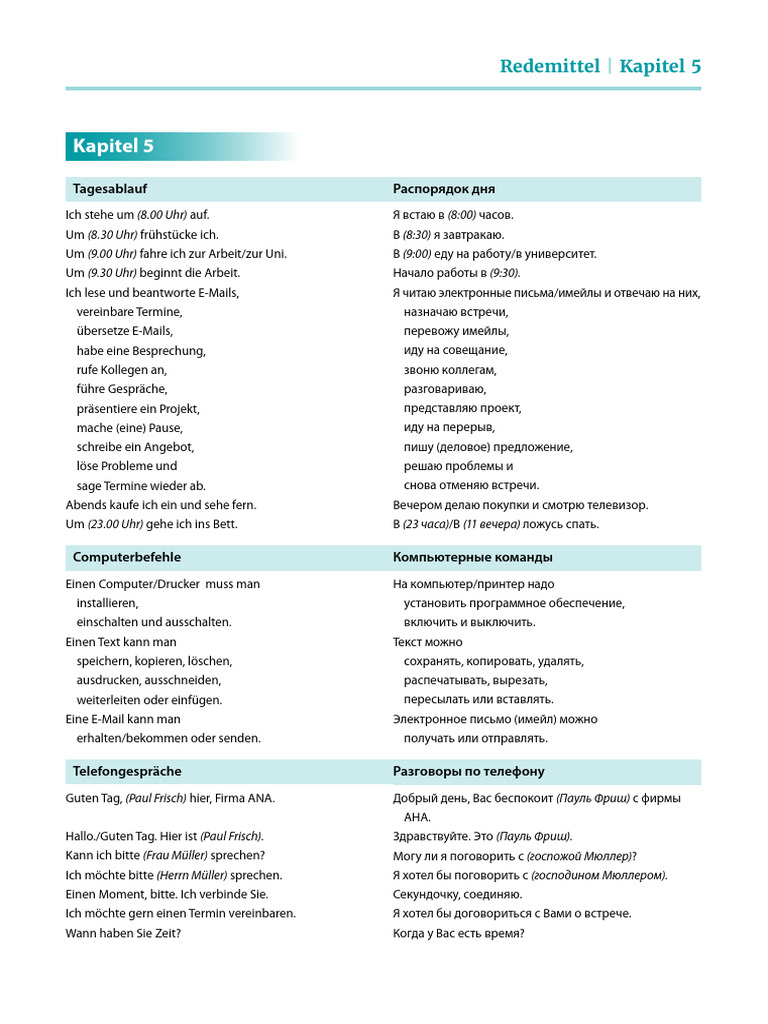 Redemittel Kapitel 5 | PDF