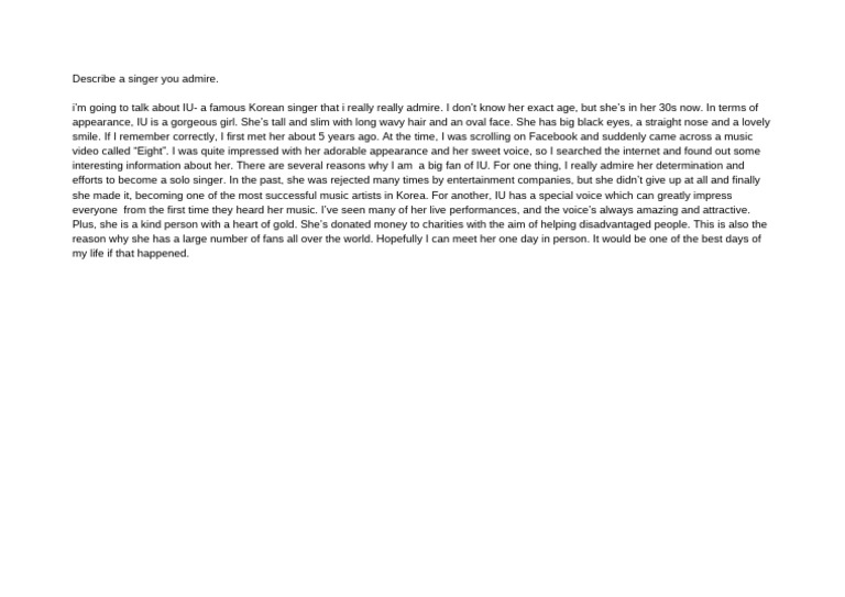 Describe A Singer You Admire | PDF