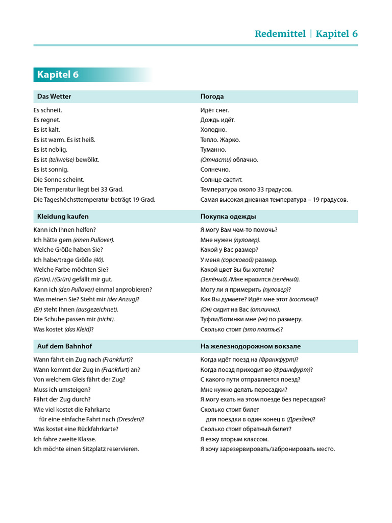 Redemittel Kapitel 6 | PDF