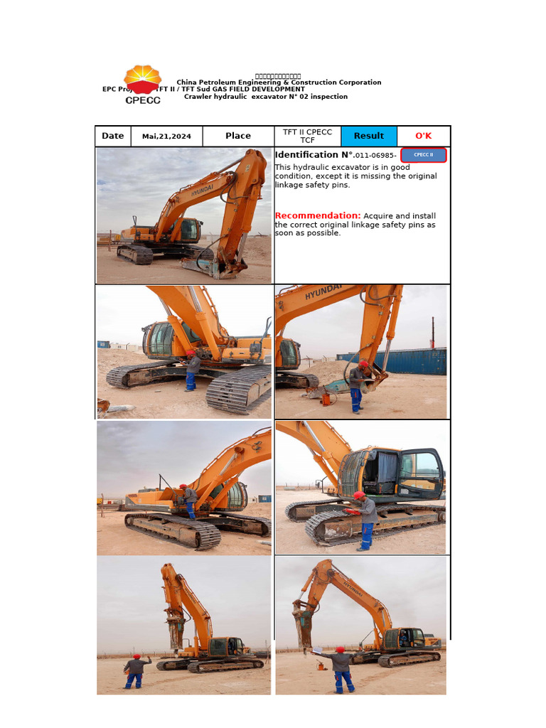 Excavator Inspection | PDF