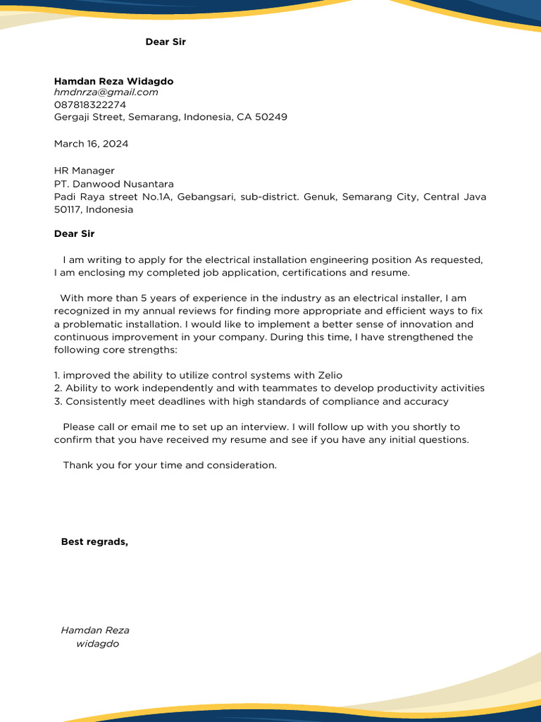 Aplication Letter | PDF