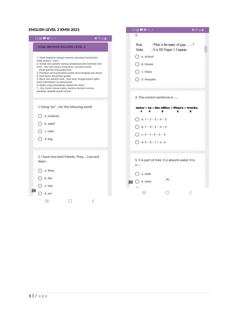 English Level 2 Kmsi 2021 | PDF