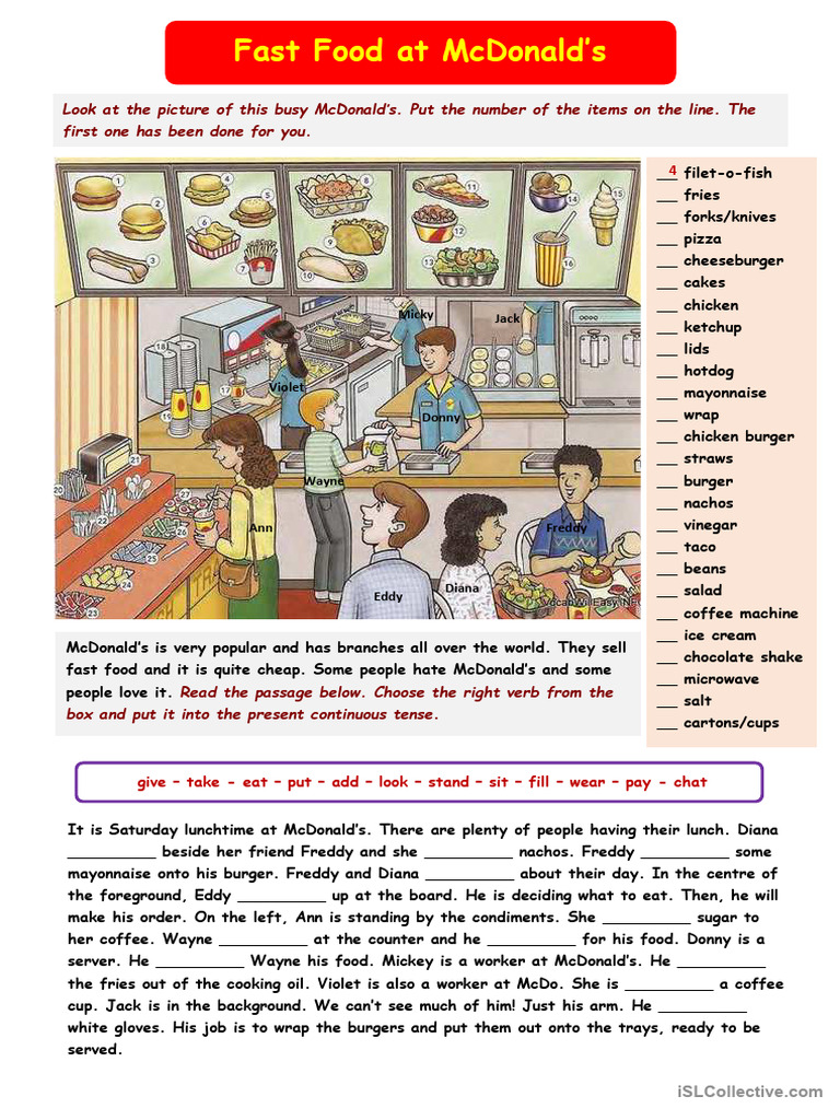 McDonald's vocabulary exercise | PDF