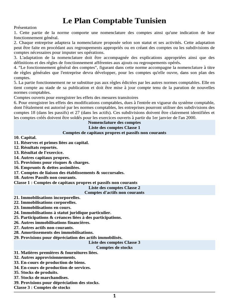 Le Plan Comptable Tunisien2 | PDF
