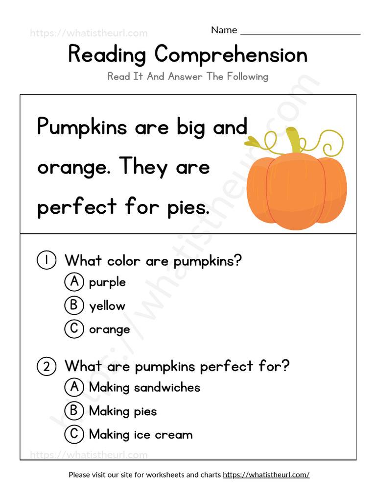 Reading Comprehension Pumpkin | PDF