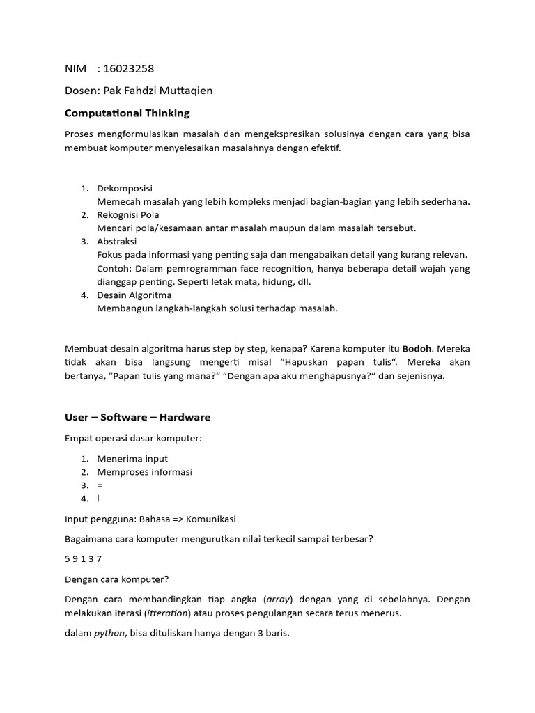 Pengenalan Computational Thinking | PDF