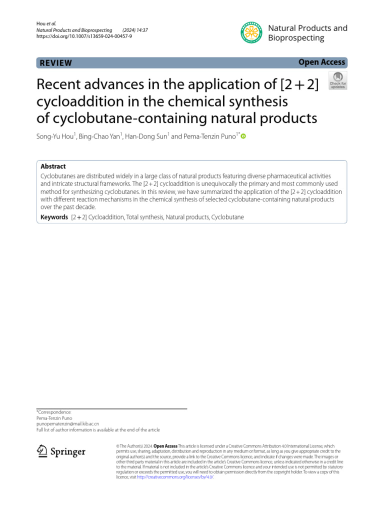 Recent Advances in The Application of (2 2) Cycloaddition in The ...