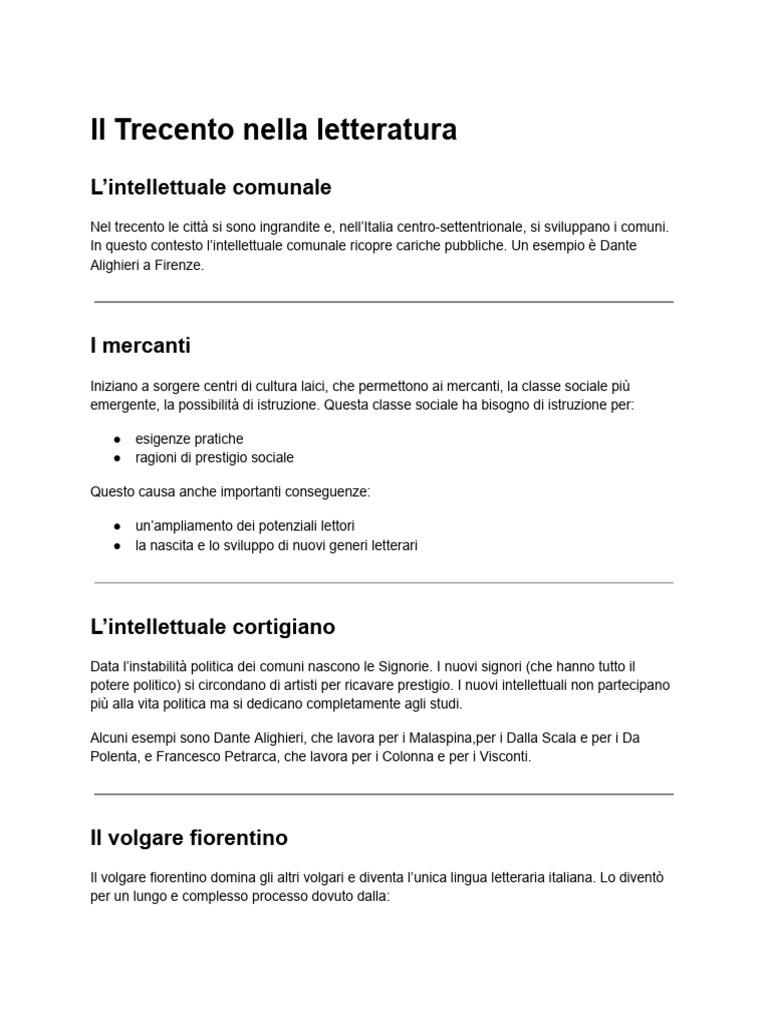 Il Trecento Nella Letteratura | PDF