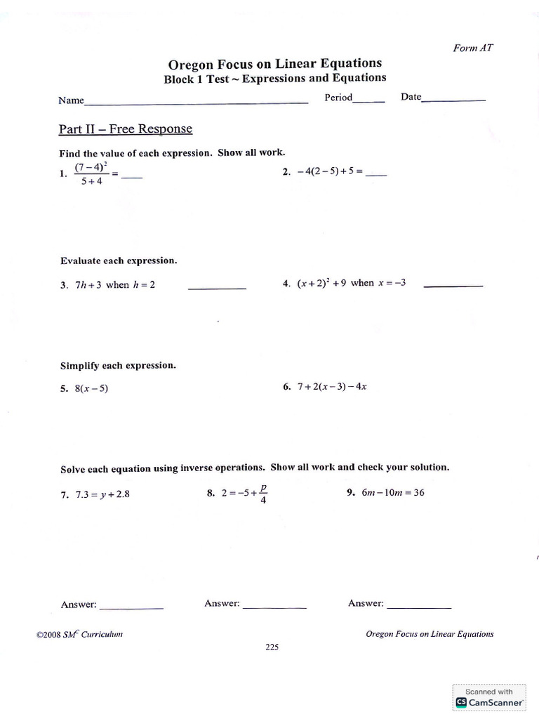 Linear Equations Review Day 2_1 | PDF