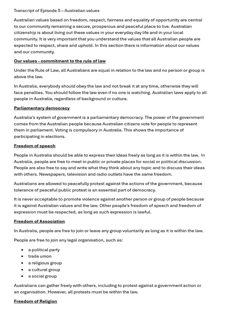 OCB E5 - Australian Values | PDF | Marriage | Politics