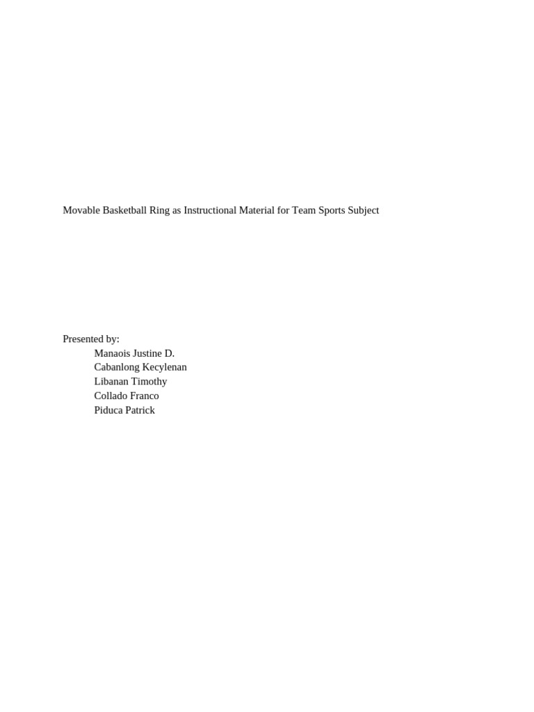 Movable Basketball Ring As Instructional Material For Team Sports ...