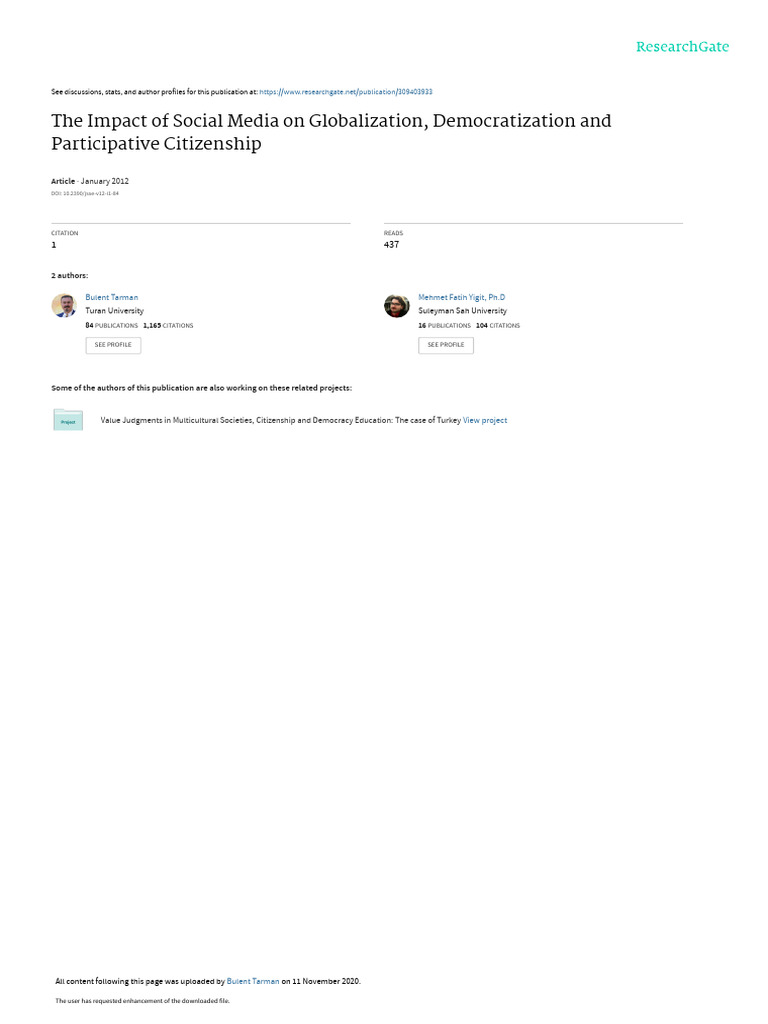 The Impact of Social Media On Globalization, Democratization and ...