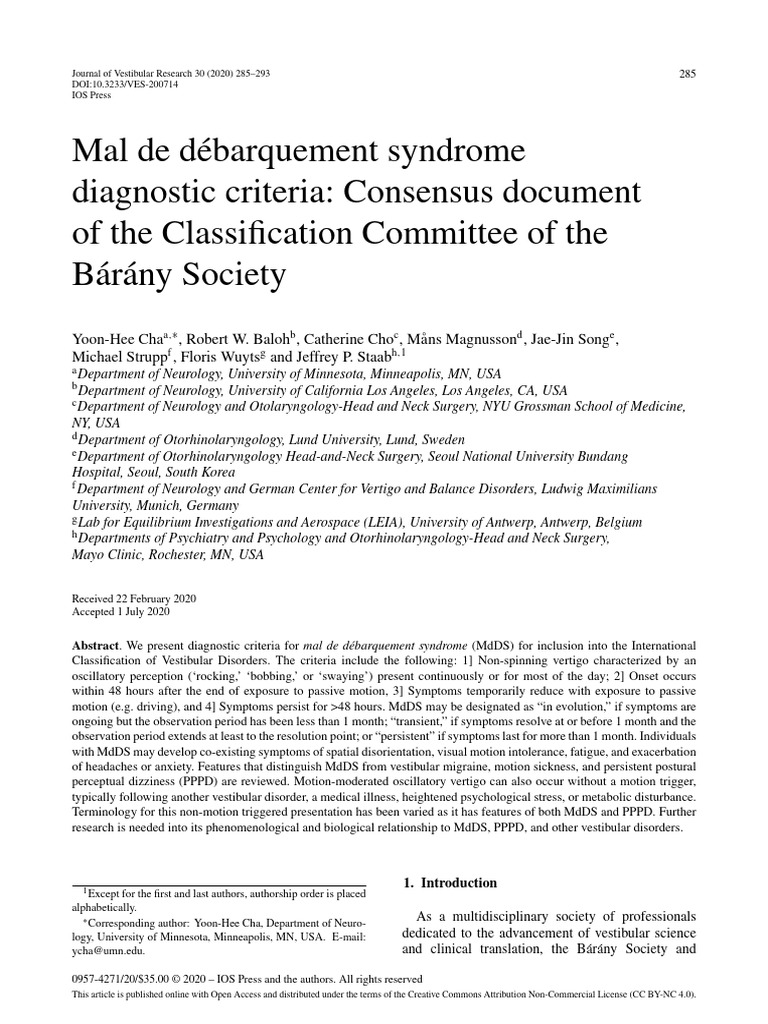 BS Mal-De-D Ebarquement-Syndrome | PDF