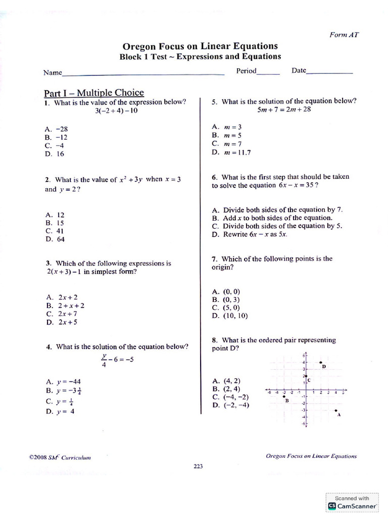Linear Equations Review Day 1 | PDF