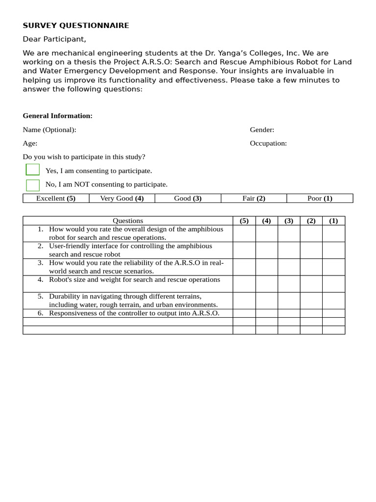 Survey Questionnaire | PDF