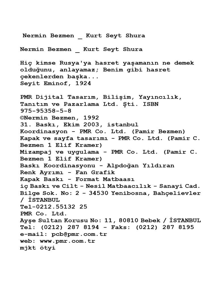 Nermin-Bezmen-Kurt-Seyt - Ve-Sura-Kurt-Seyt-Ve-Sura-Turk-1-50 | PDF