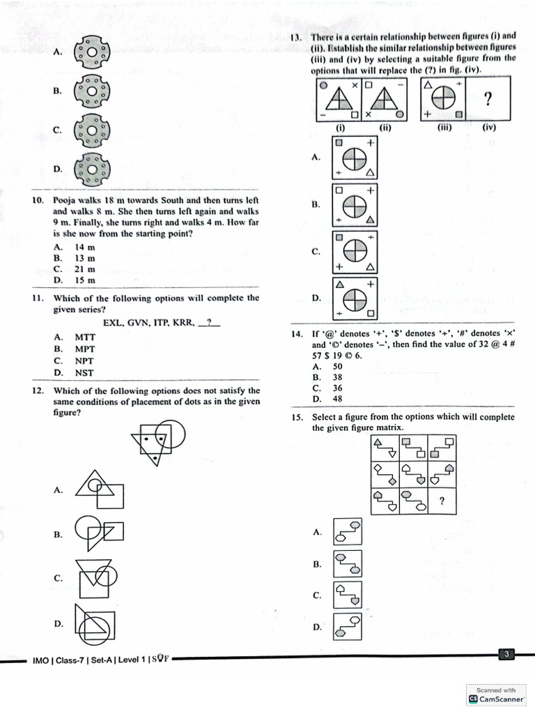 Grade 7 IMO Test Paper 2023-24 | PDF