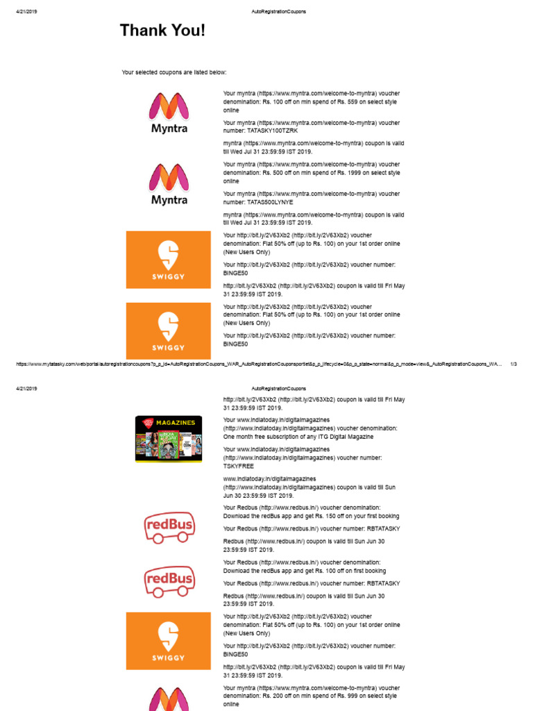 Auto Registration Coupons | PDF