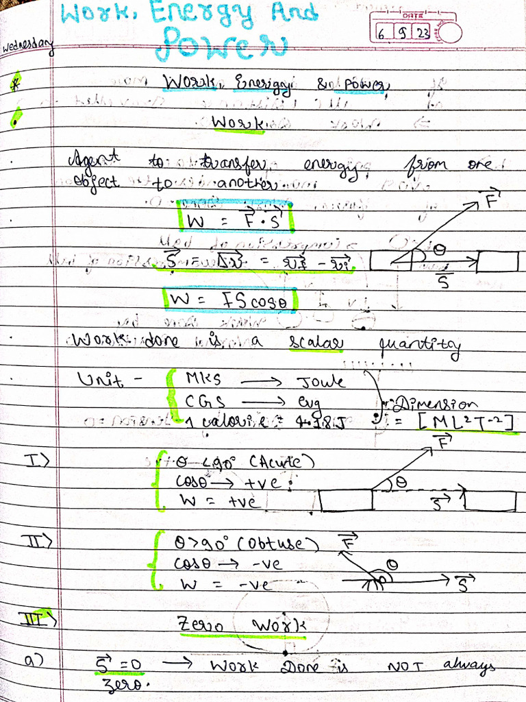 Work, Energy and Power Notes | PDF
