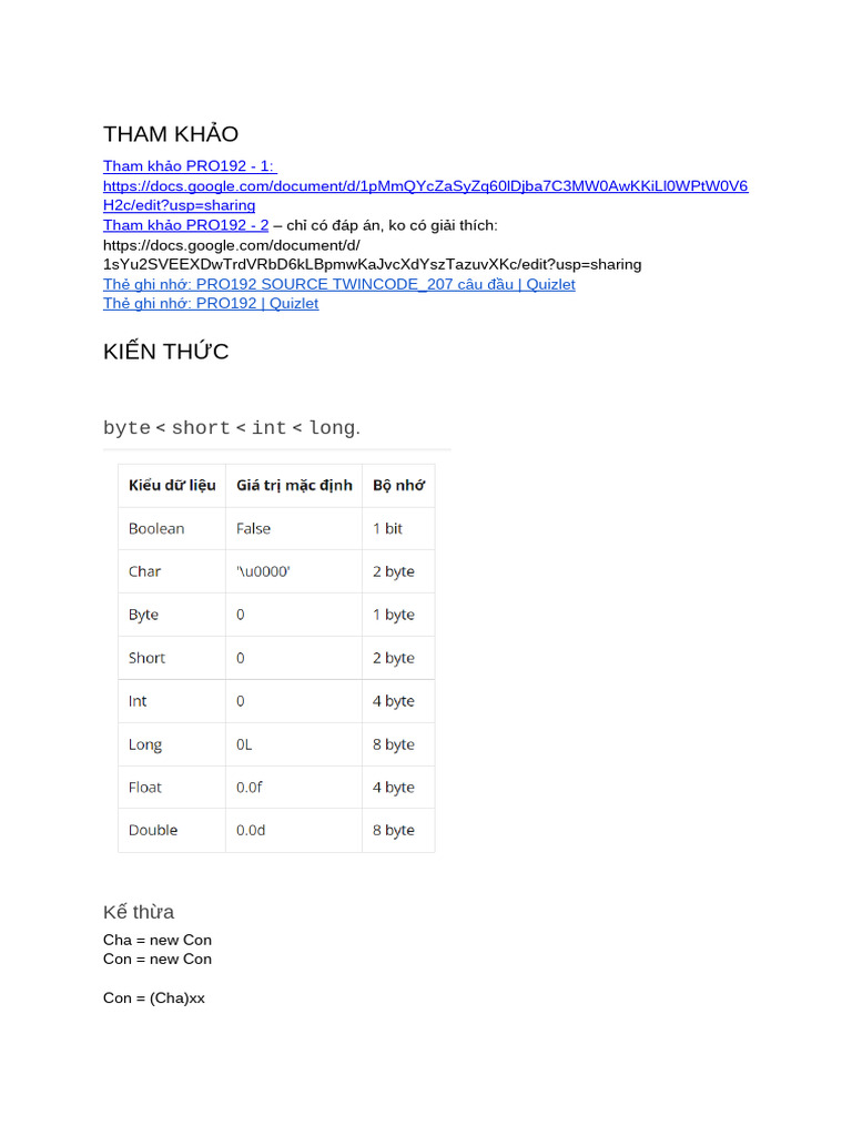 TÀI LIỆU ÔN THI FE - PRO192 | PDF | Class (Computer Programming) | Programming