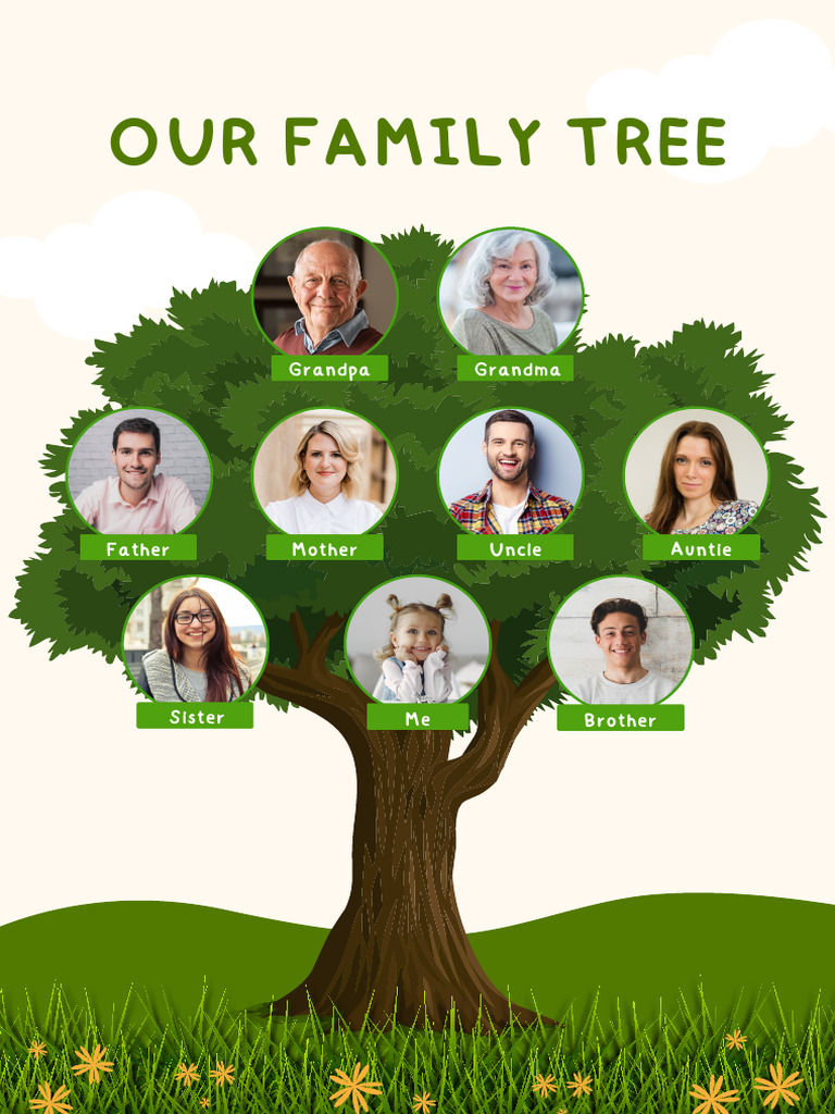Green Illustrative Collage Family Tree Poster | PDF