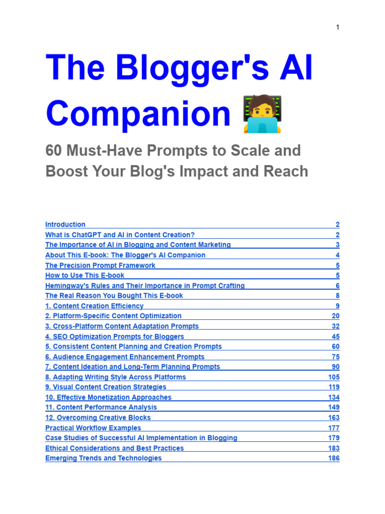 The Blogger's AI Companion - 60 Must-Have Prompts To Scale and Boost ...