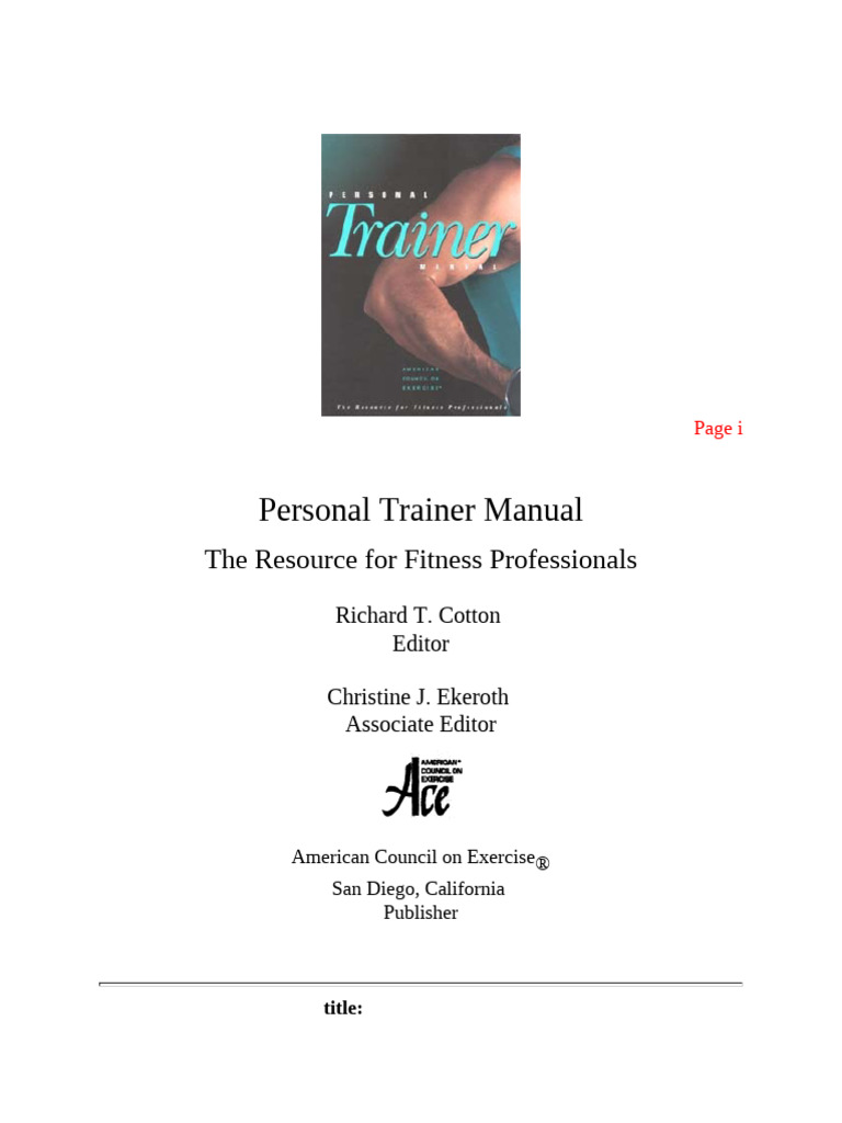 Personal Trainer Manual The Resource For Fitness Professionals (Richard ...