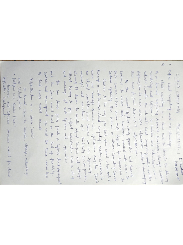 Cloud Computing Assignment 1 | PDF