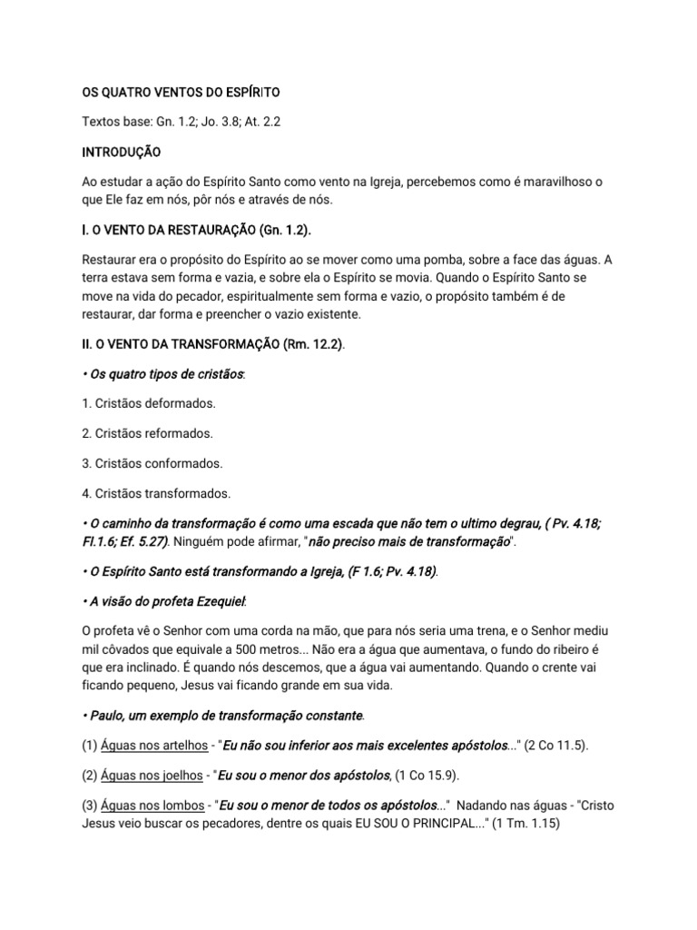 Os Quatro Ventos Do Espírito | PDF