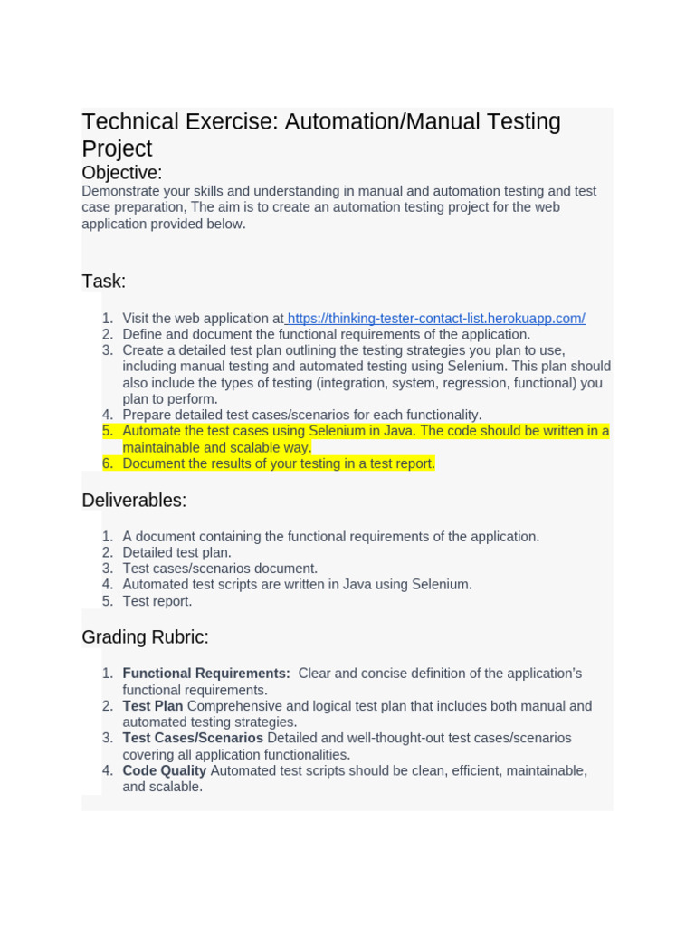 Technical Exercise | PDF