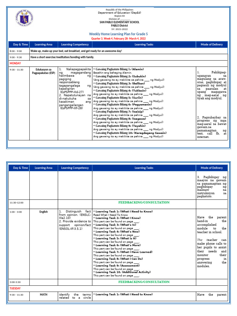 WHLP Grade 5 Q3 W4 | PDF
