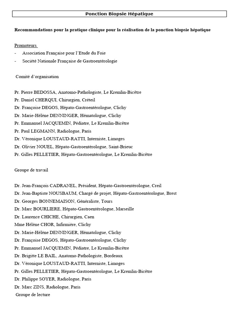 Ponction Biopsie Hepatique - Afef Snfge Mars - 2002 | PDF