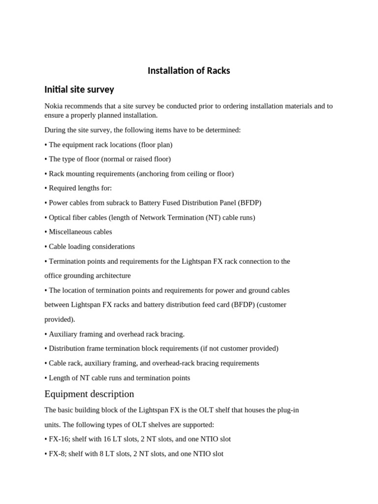 Installation of Racks | PDF