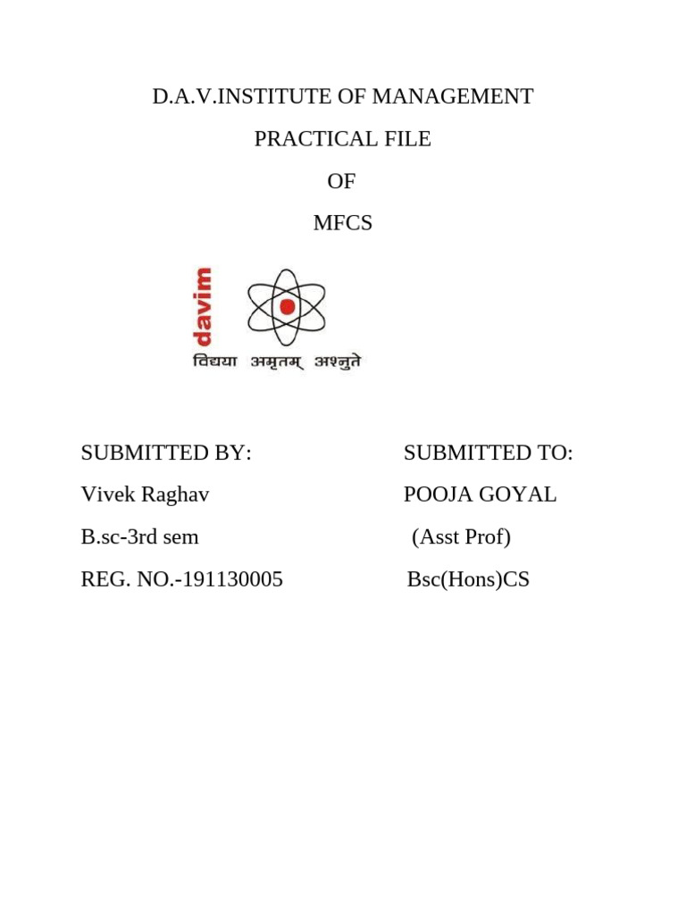 MFCS Practical File by Vivek Raghav | PDF