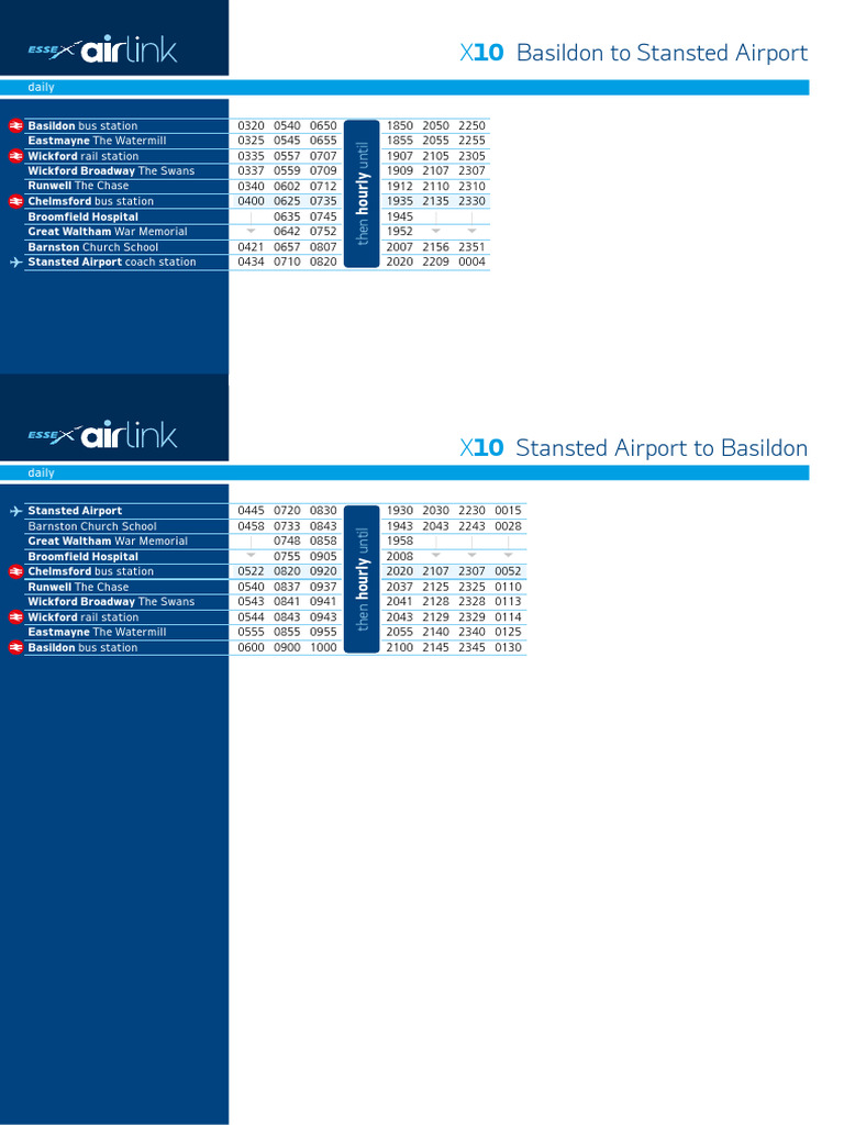 X10 Airlink Basildon - Stanstead Airport | PDF
