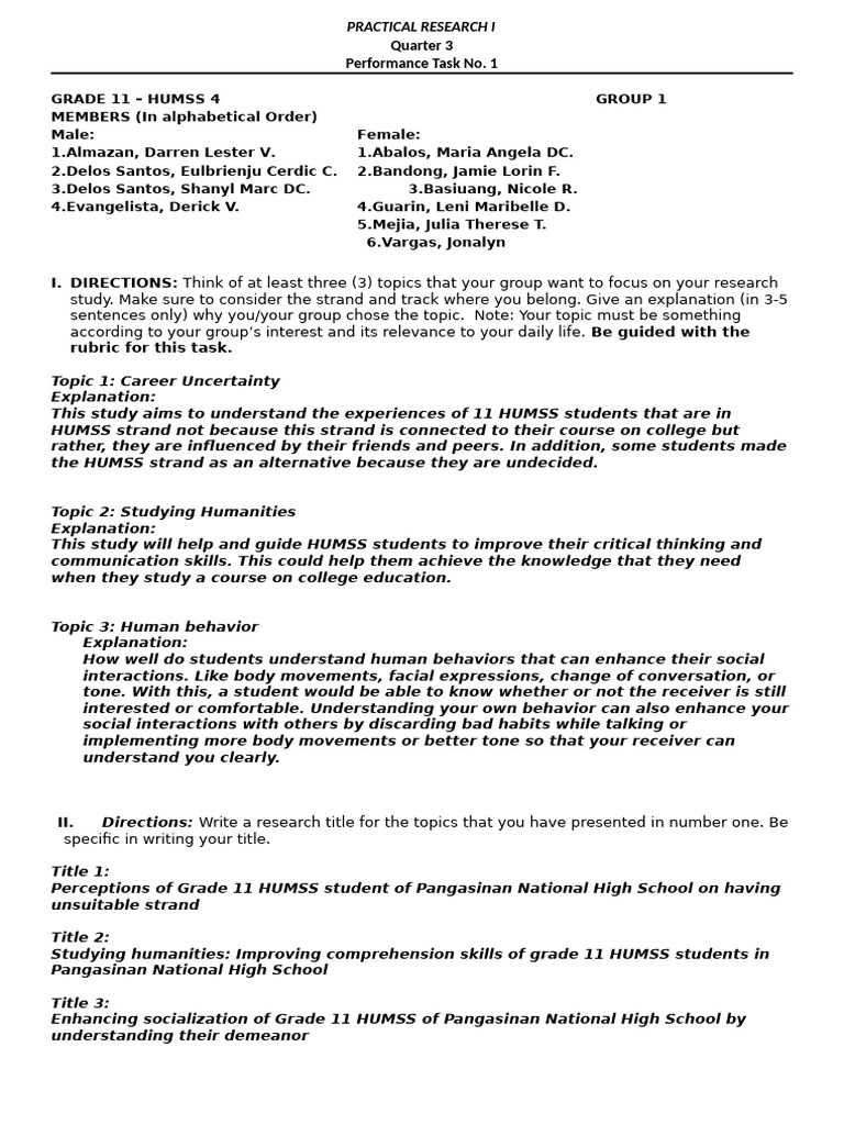 PR1 Research Title | PDF