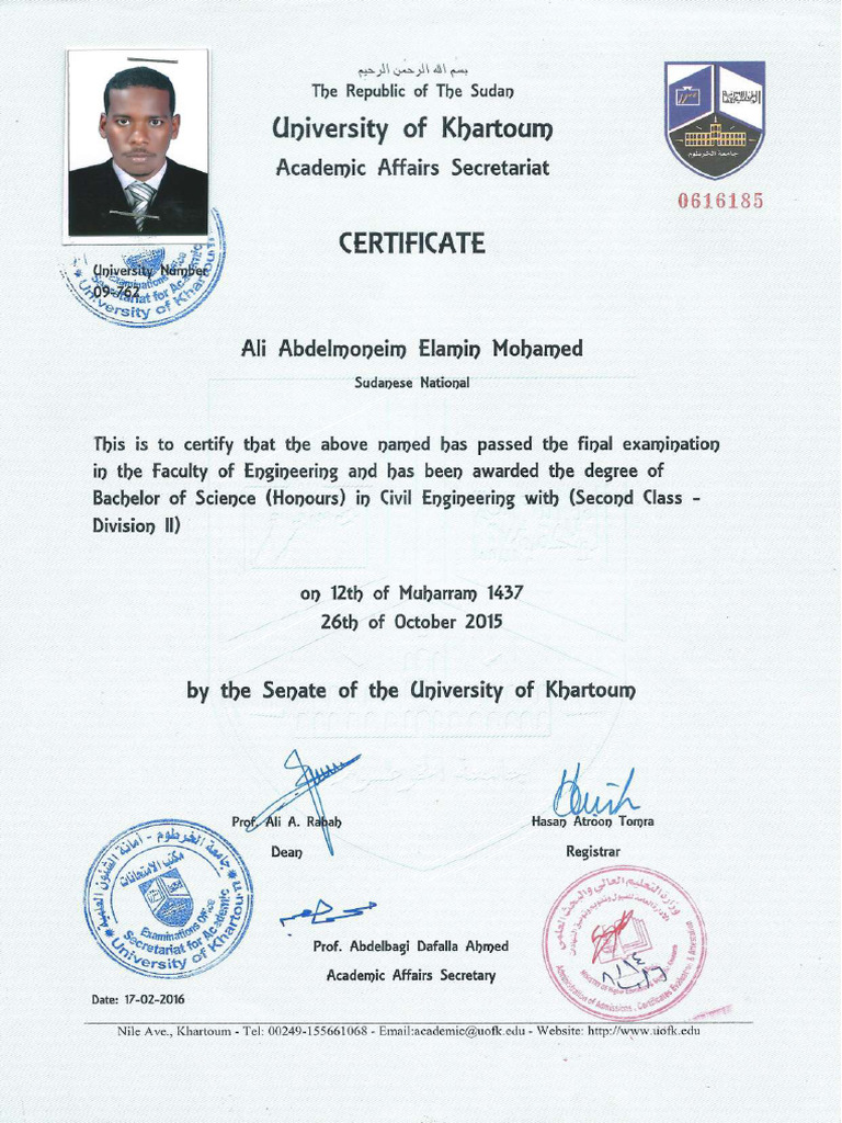 BSc Certificate En | PDF