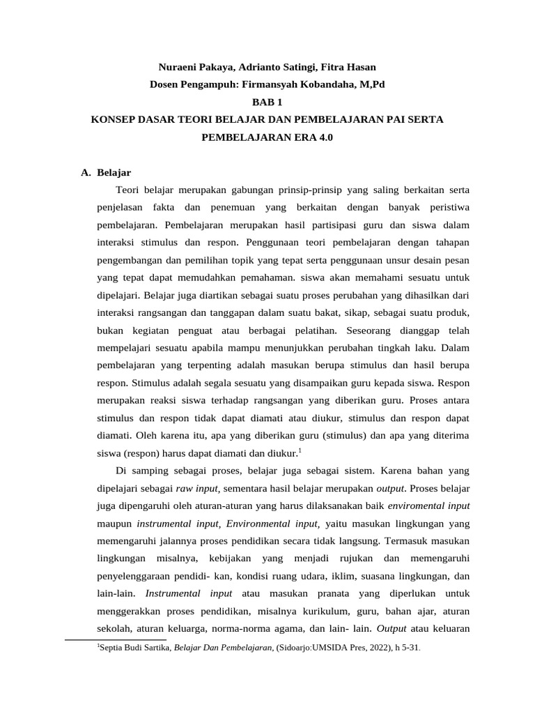 Teori Belajar Kelompok 1 | PDF