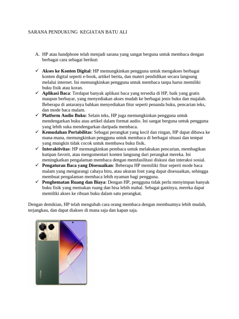 Sarana Pendukung Kegiatan Batu Ali | PDF