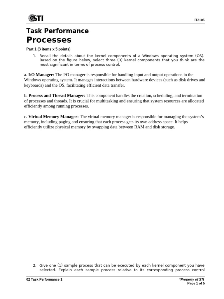 02 - Task - Performance - 1 (7) Platform Technology | PDF | Process (Computing) | Computers
