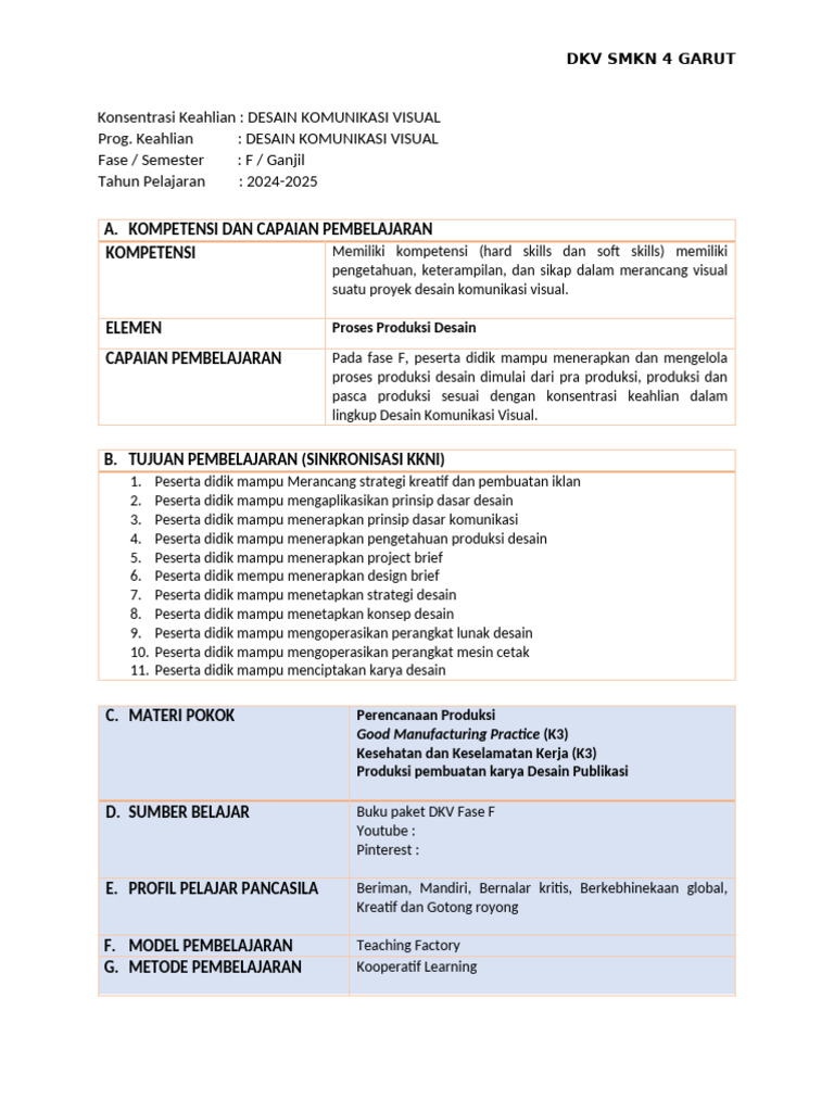 Modul Ajar DKV (TEFA) | PDF