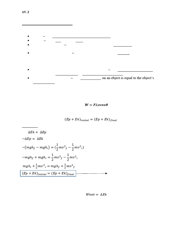 Grade 12 Work, Energy and Power Notes Summarized | PDF | Force ...