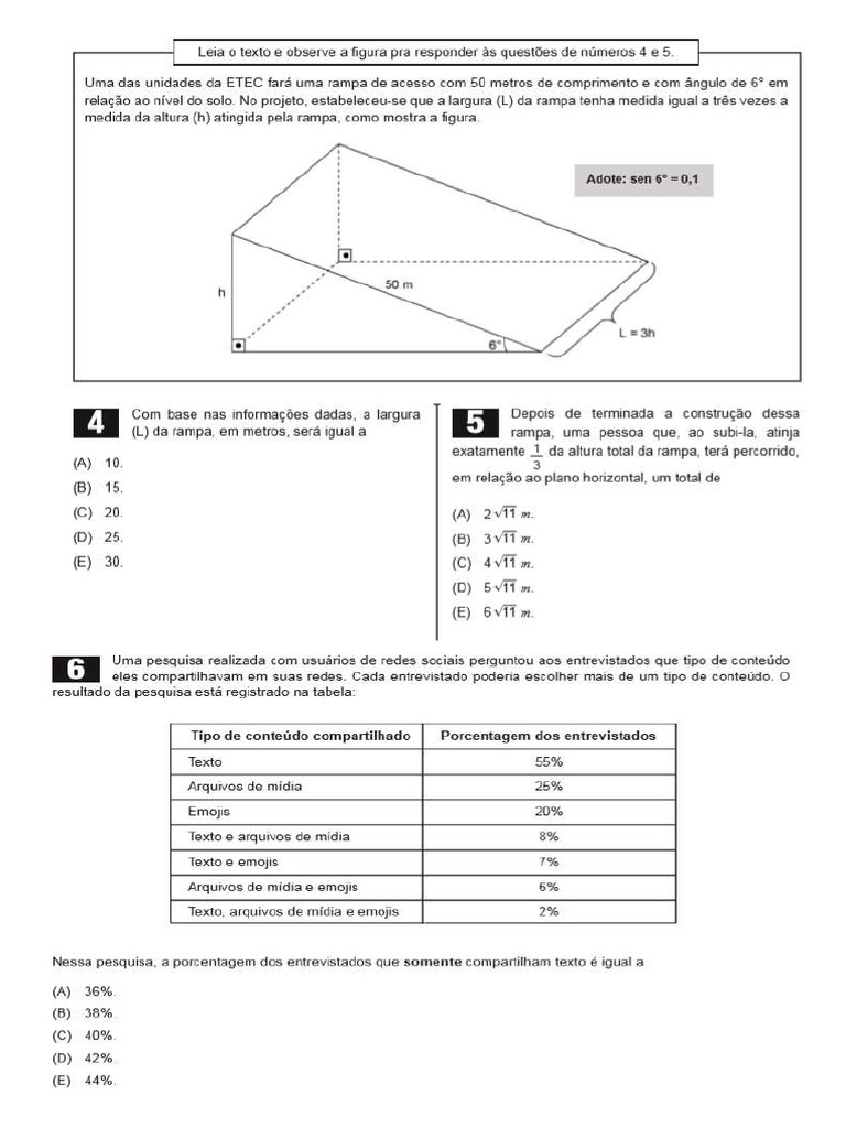 Questões Matemática Etec | PDF