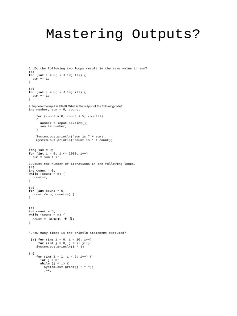 Mastering Outputs?: For Int | PDF