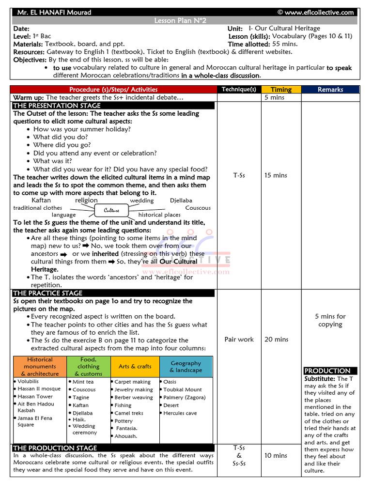 Moroccan Cultural Heritage Lesson Plan | PDF