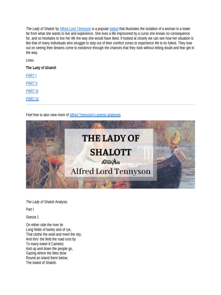 The Lady of Shalott | PDF