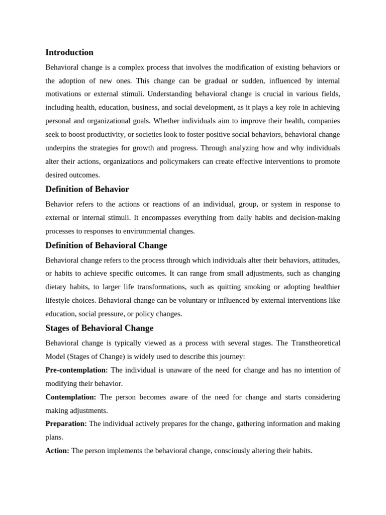 Behavioral Change | PDF | Behavior | Motivational