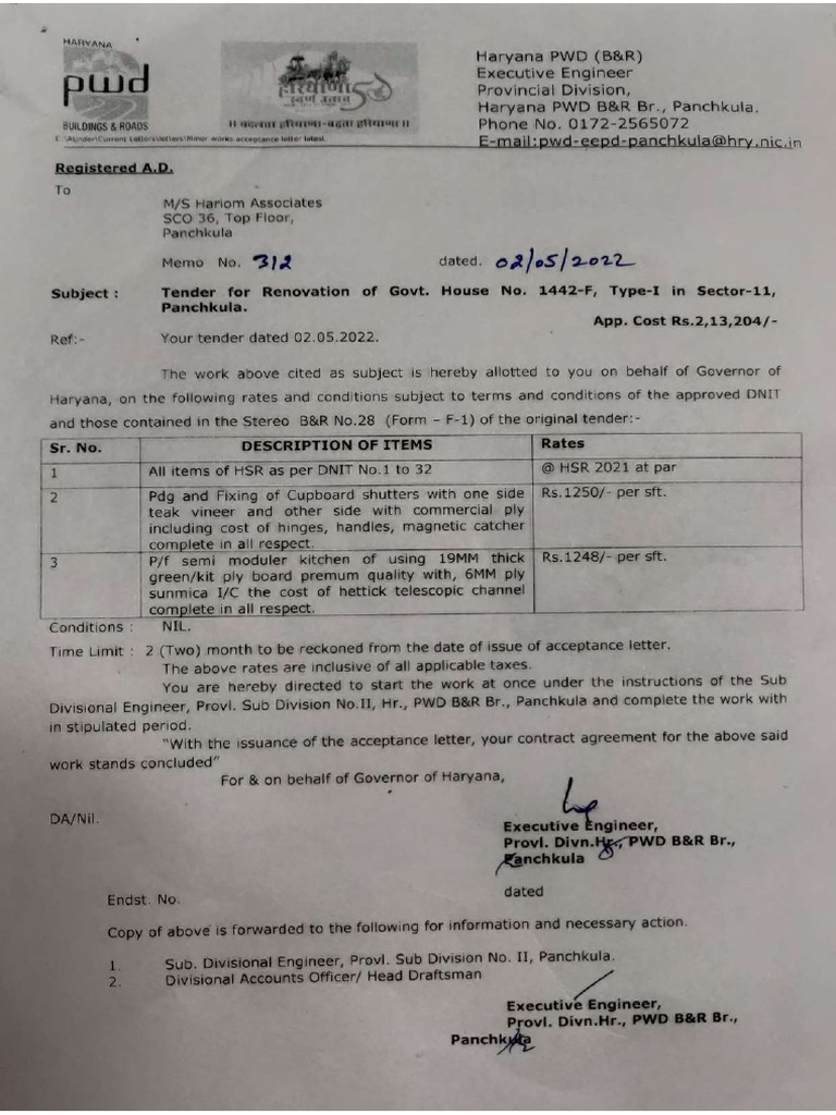 PWD Work Order 1442 F PKL | PDF