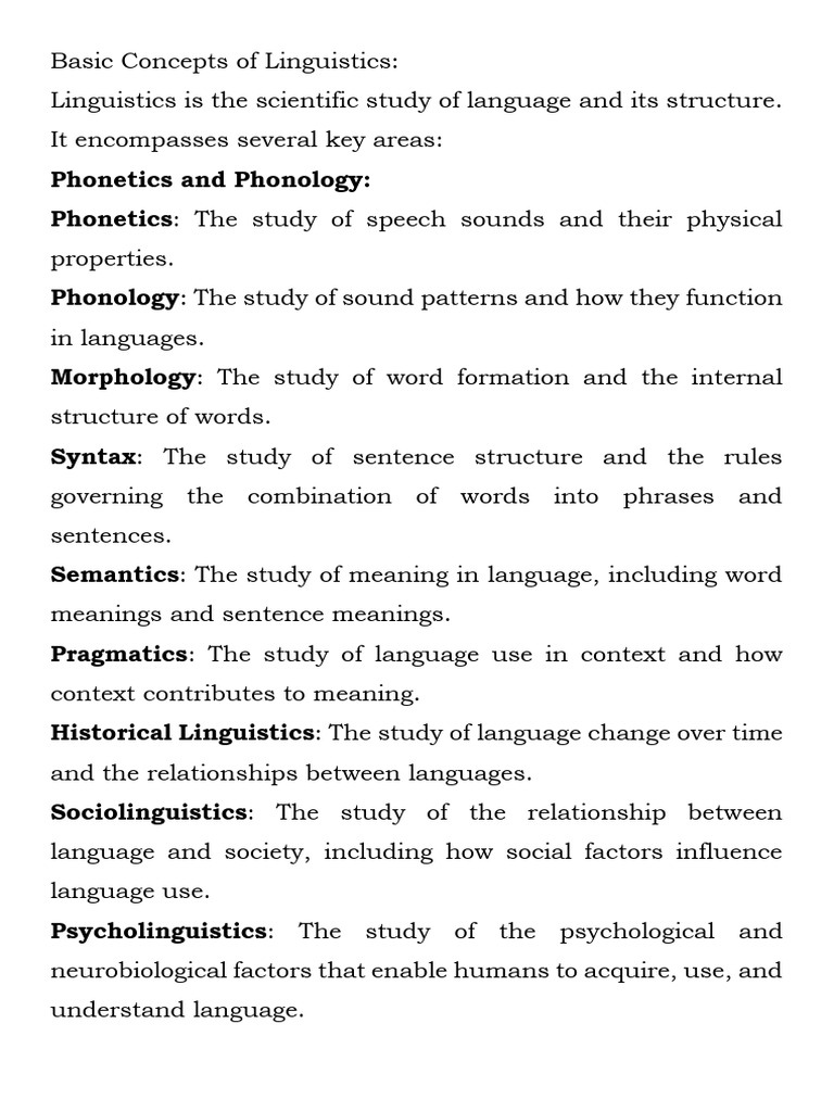 Basic Concepts of Linguistics | PDF
