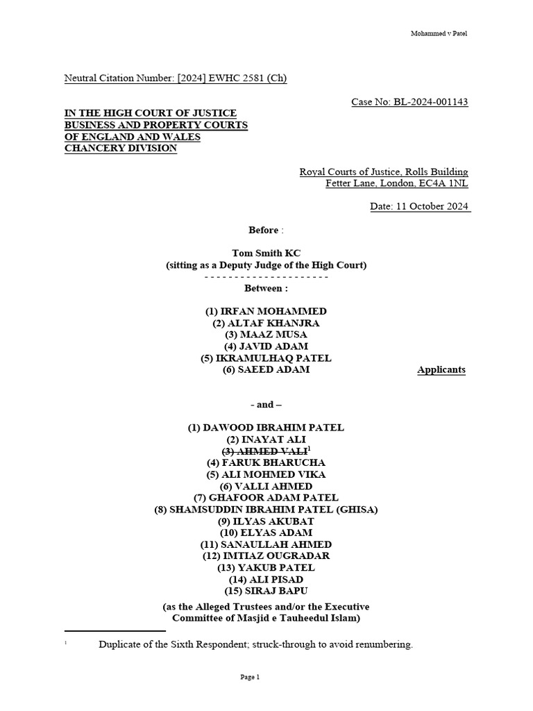 Ewhc CH 2024 2581 | PDF